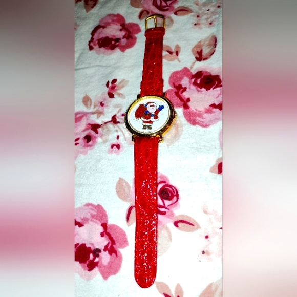 Unbranded | Accessories | Vintage Pearl Quarts Red Santa Watch | Poshmark